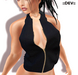 Second Life Marketplace - SiK Zip Sleeveless Collar Black - Fitness Nana